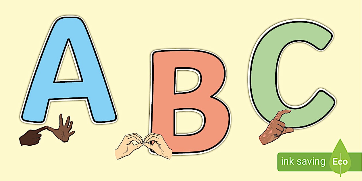 BSL Alphabet Fingerspelling Display Lettering - - Twinkl