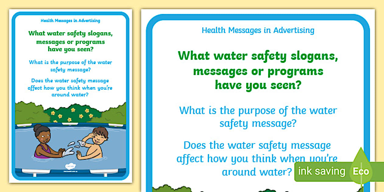 Health Messages in Advertising - Water Safety Question Poster