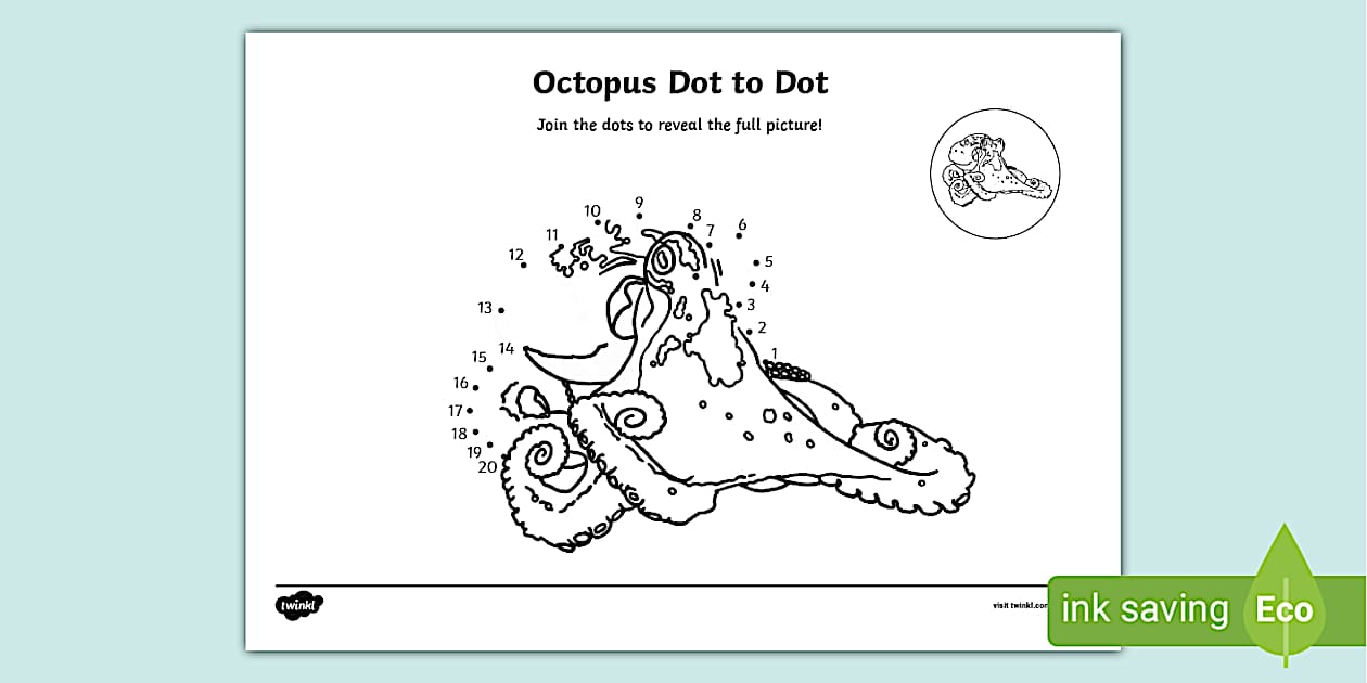 Octopus Dot to Dot Number Worksheet | Octopus-inspired Task