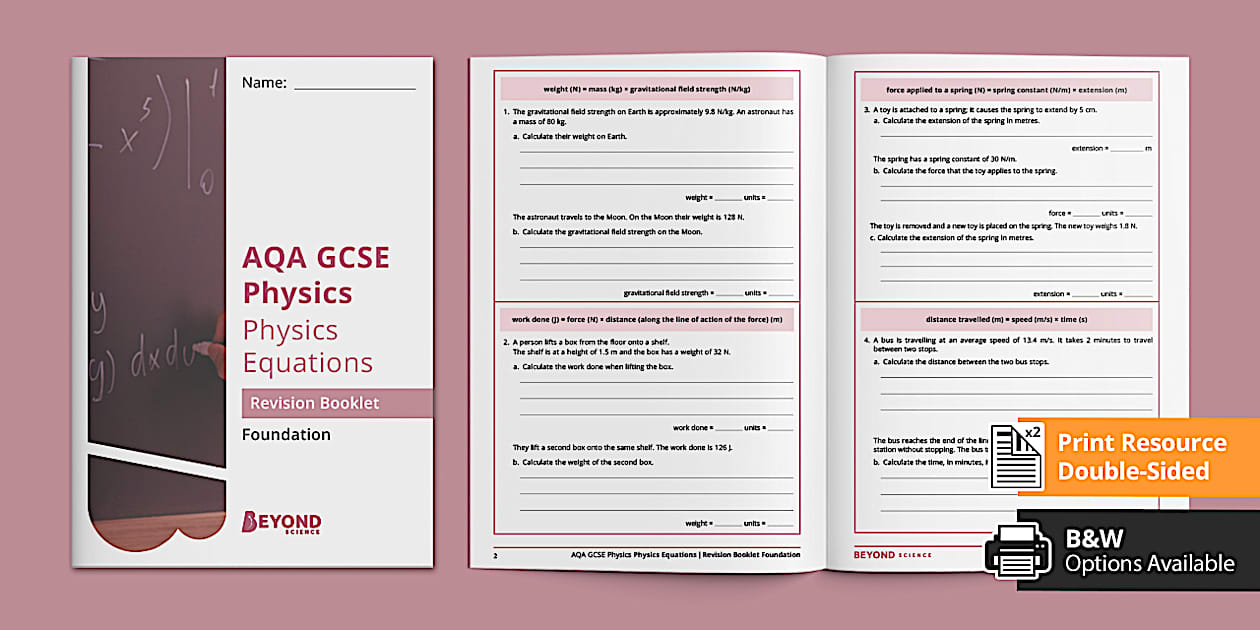 Physics Equations Questions Revision Booklet | Beyond