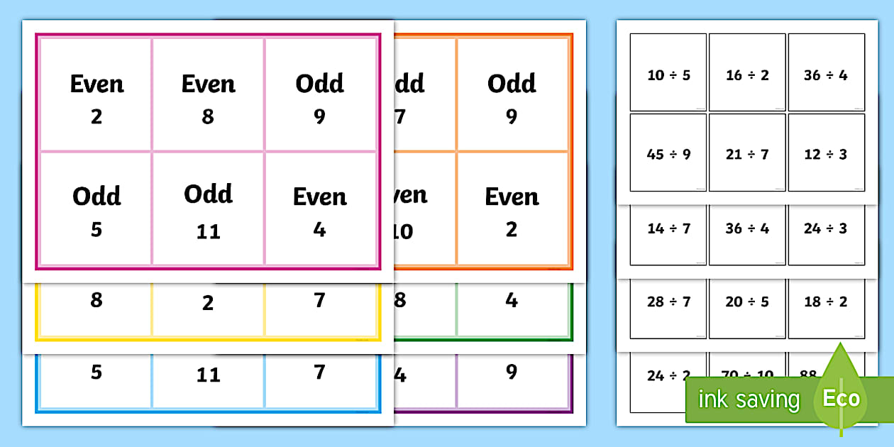 Odd and Even Number Division Bingo (Teacher-Made) - Twinkl