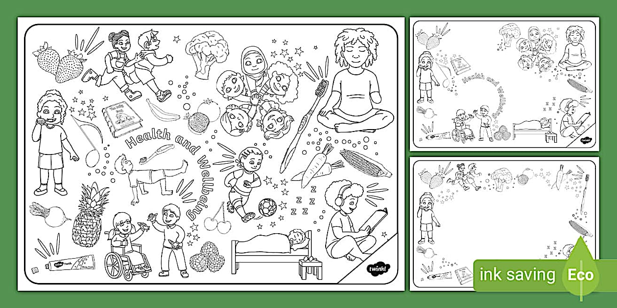 Health and Wellbeing Doodle - Colouring for Kids - Twinkl