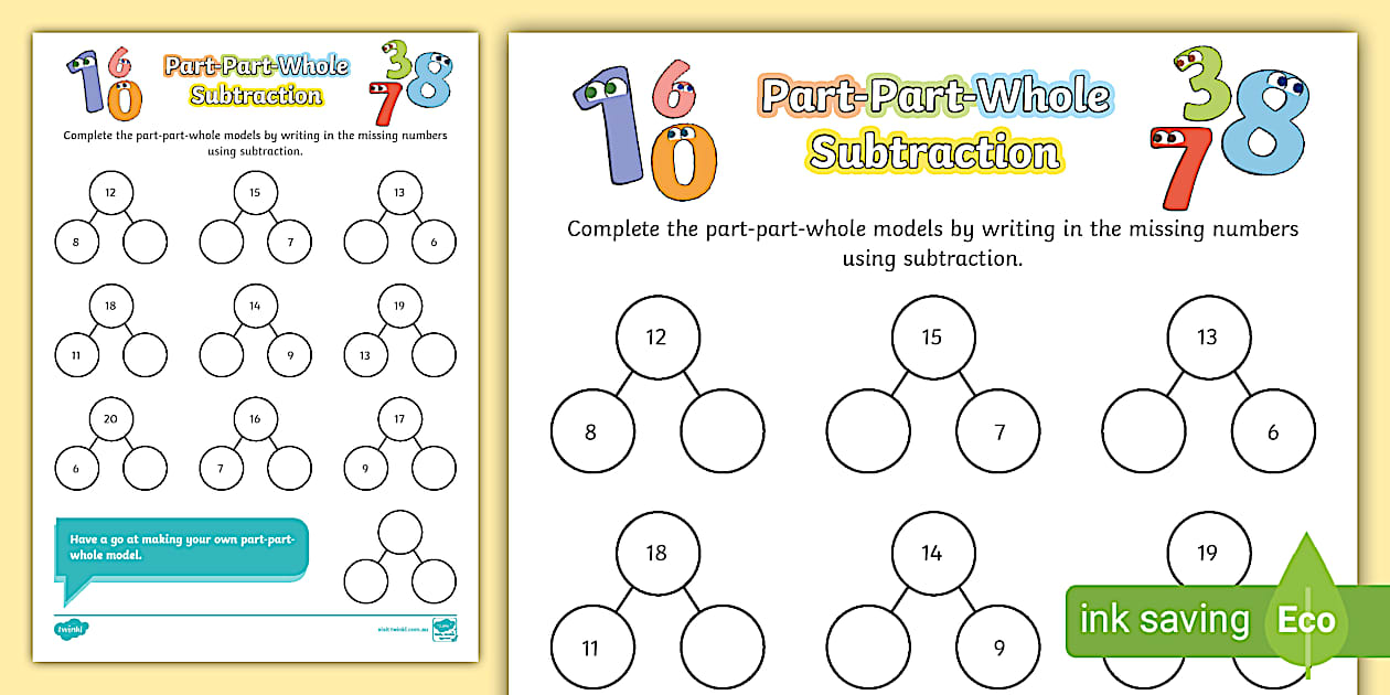 Part-Part-Whole Subtraction (teacher made) - Twinkl
