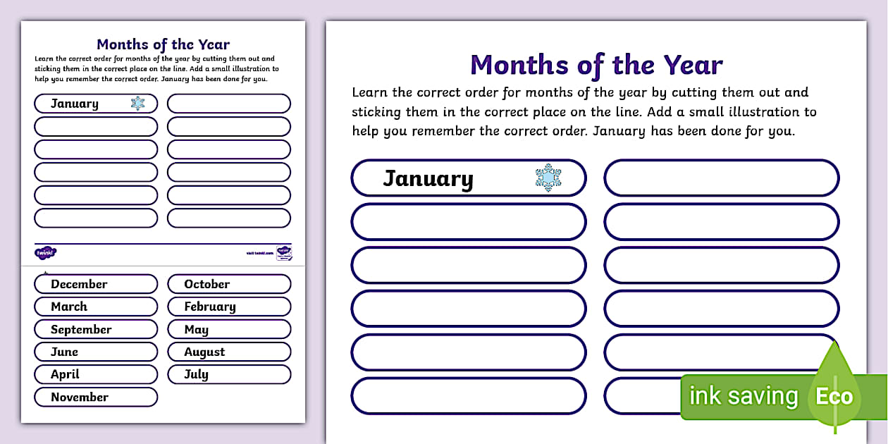 Editable Months of the Year Cut and Stick Ordering Activity