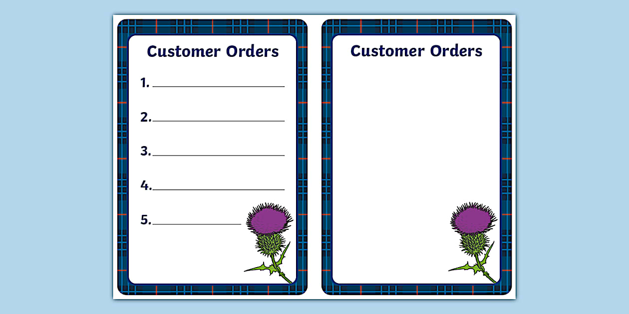 Scottish Cafe Role-Play Order Forms (teacher made) - Twinkl