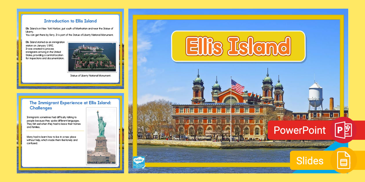 Ellis Island PowerPoint & Google Slides for ELL - Twinkl