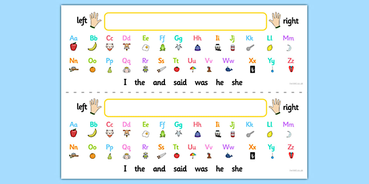 Editable Alphabet Desk Strips with Pictures and High Frequency Words
