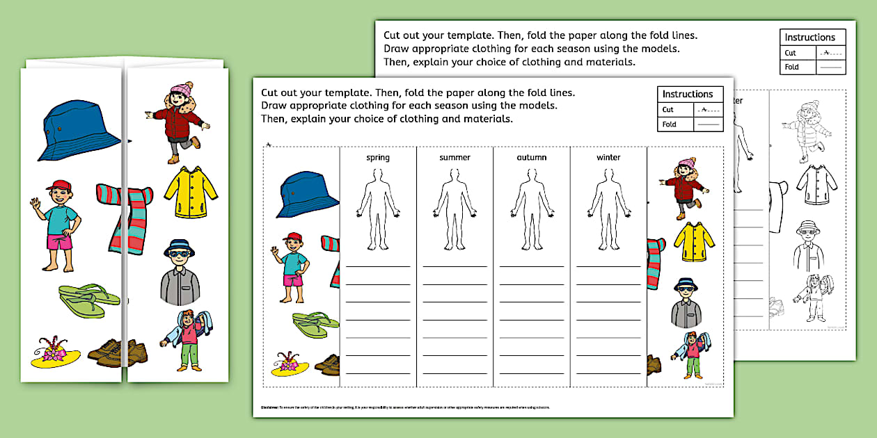 Dressing for the Seasons Folding Template (Teacher-Made)