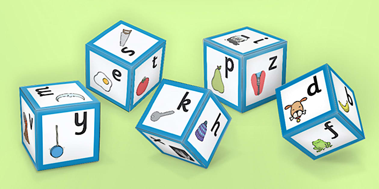 Alphabet Sounds with Images Dice Nets (teacher made)