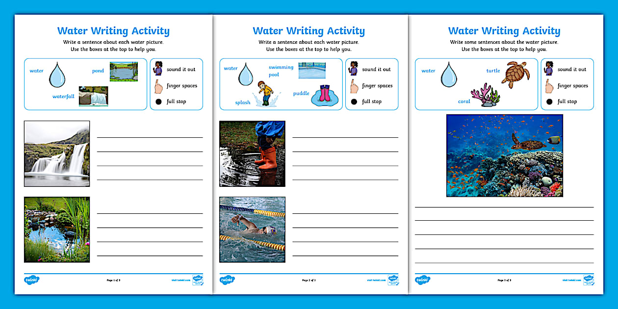 Water Early Writing Activities | Twinkl (teacher made)