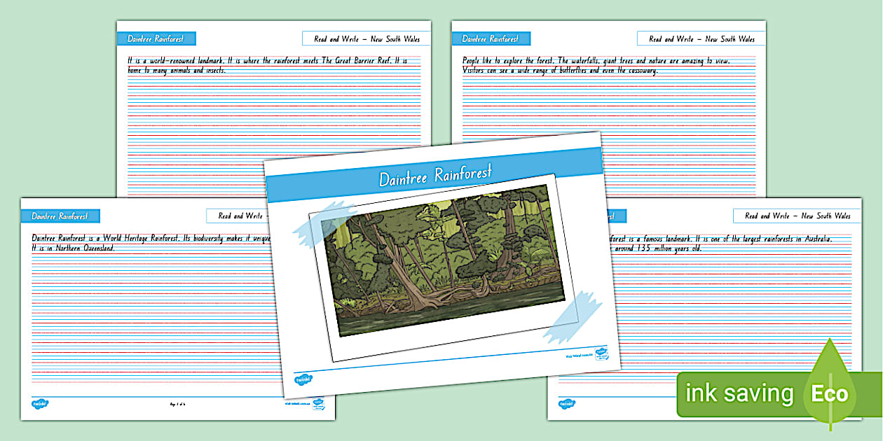 Daintree Rainforest Handwriting Activity Sheet - Twinkl