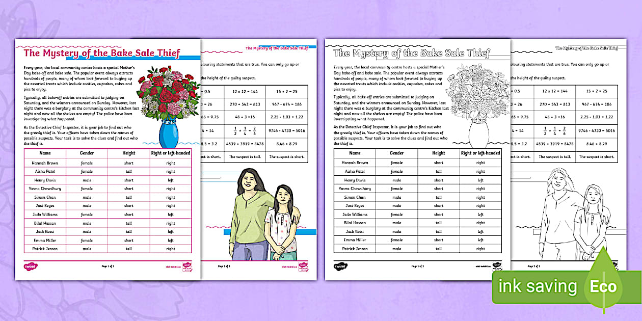 Mother's Day Bake Sale Math Mystery (Teacher-Made) - Twinkl