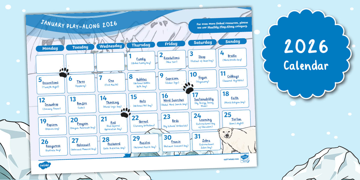 January Play-Along Calendar (2026)