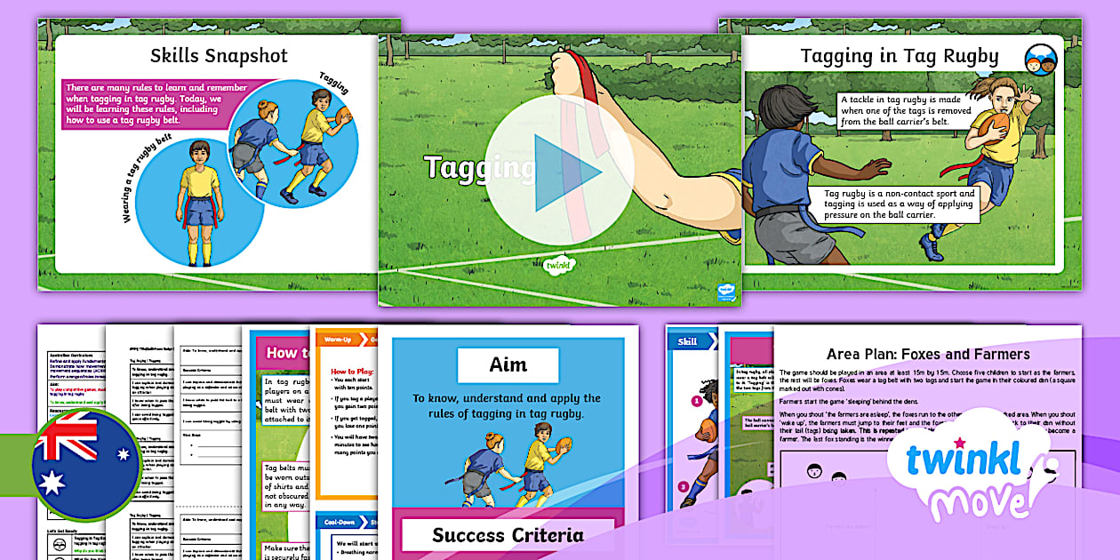 Move PE Year 4 Tag Rugby Lesson 3: Tagging (Teacher-Made)