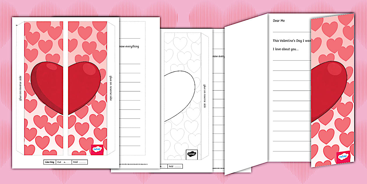 A Valentine To Myself Folding Writing Template - Twinkl