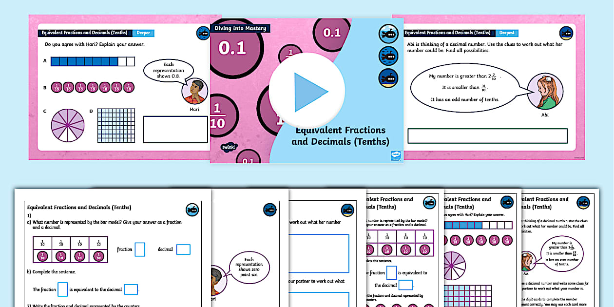 👉 Y5 DiM: Step 2 Equivalent fractions and decimals (tenths)