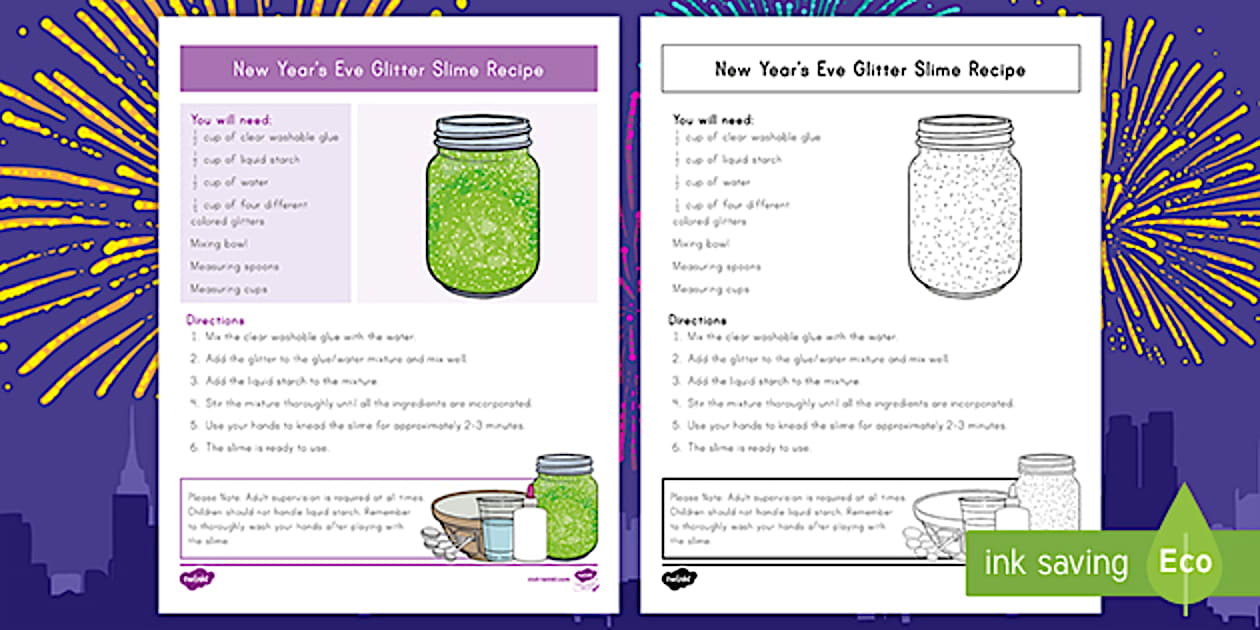 Printable New Year's Slime Recipe for Kids | Twinkl USA