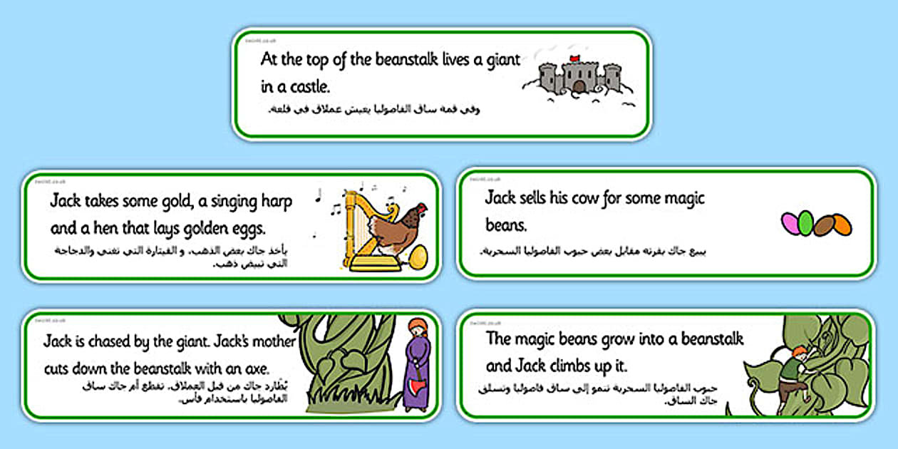 Jack and the Beanstalk Story Sequencing Cut and Stick Activity Arabic