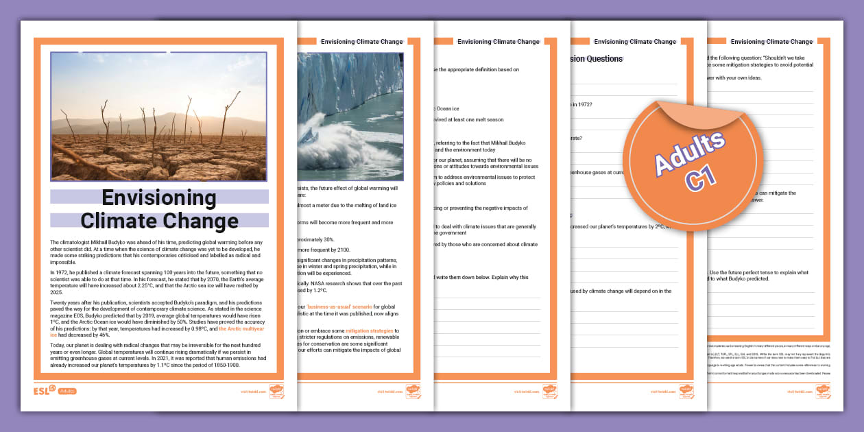 Envisioning Climate Change Reading Comprehension [Adults,C1]
