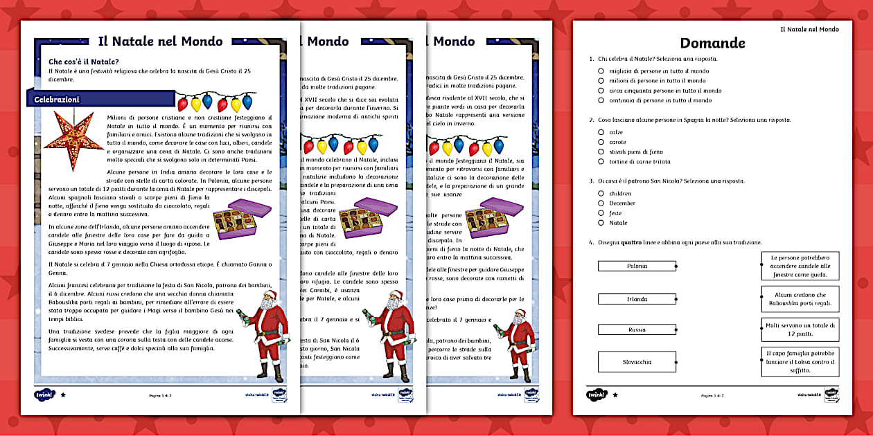 Natale Intorno al Mondo - Lettura e Comprensione - Twinkl