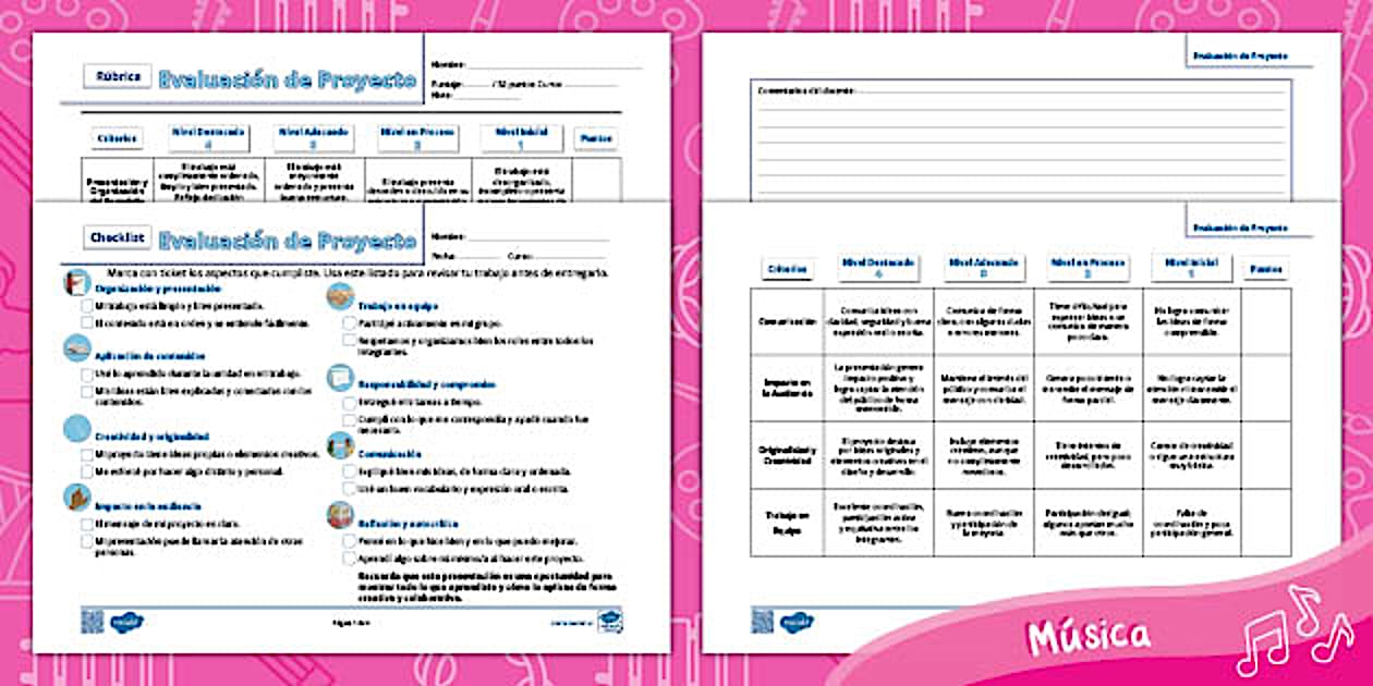 Evaluación | Proyecto | Rúbrica | Checklist | - Twinkl