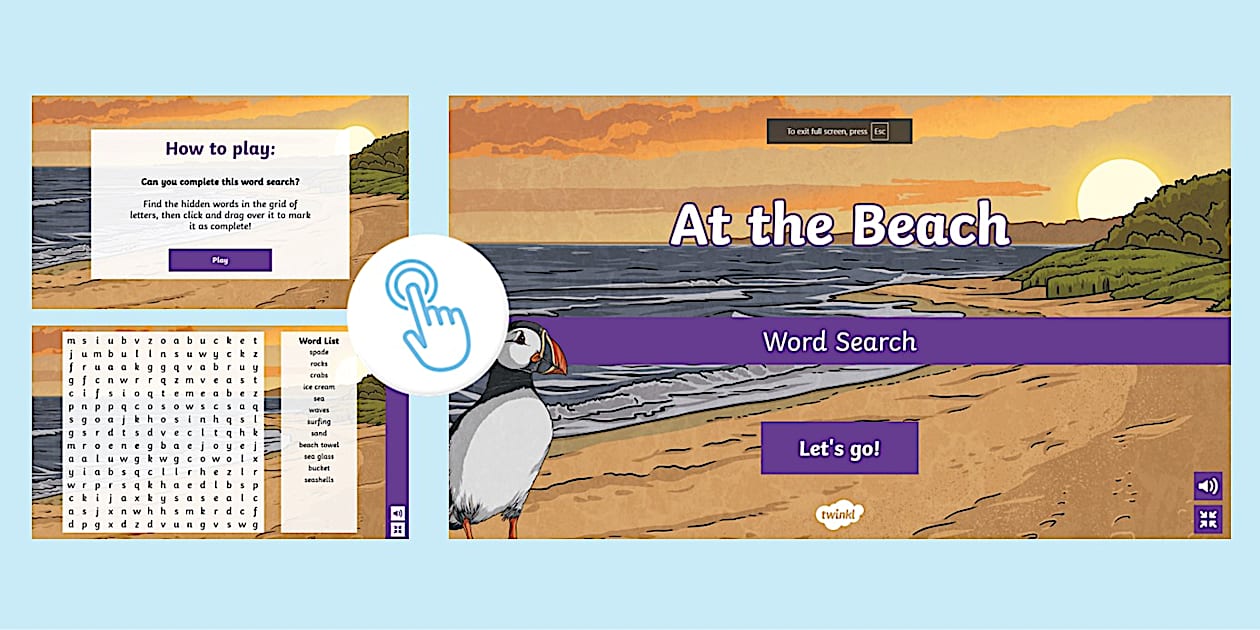 At the Beach Interactive Word Search (teacher made) - Twinkl