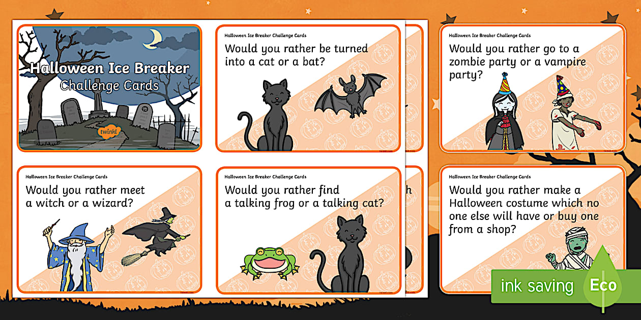 KS1 Halloween Ice Breaker Cards (Teacher-Made) - Twinkl