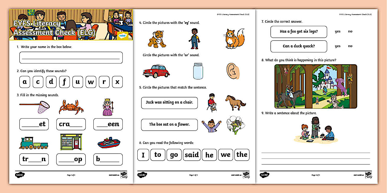 Kindergarten Literacy Assessment Check (ELG) (Teacher-Made)