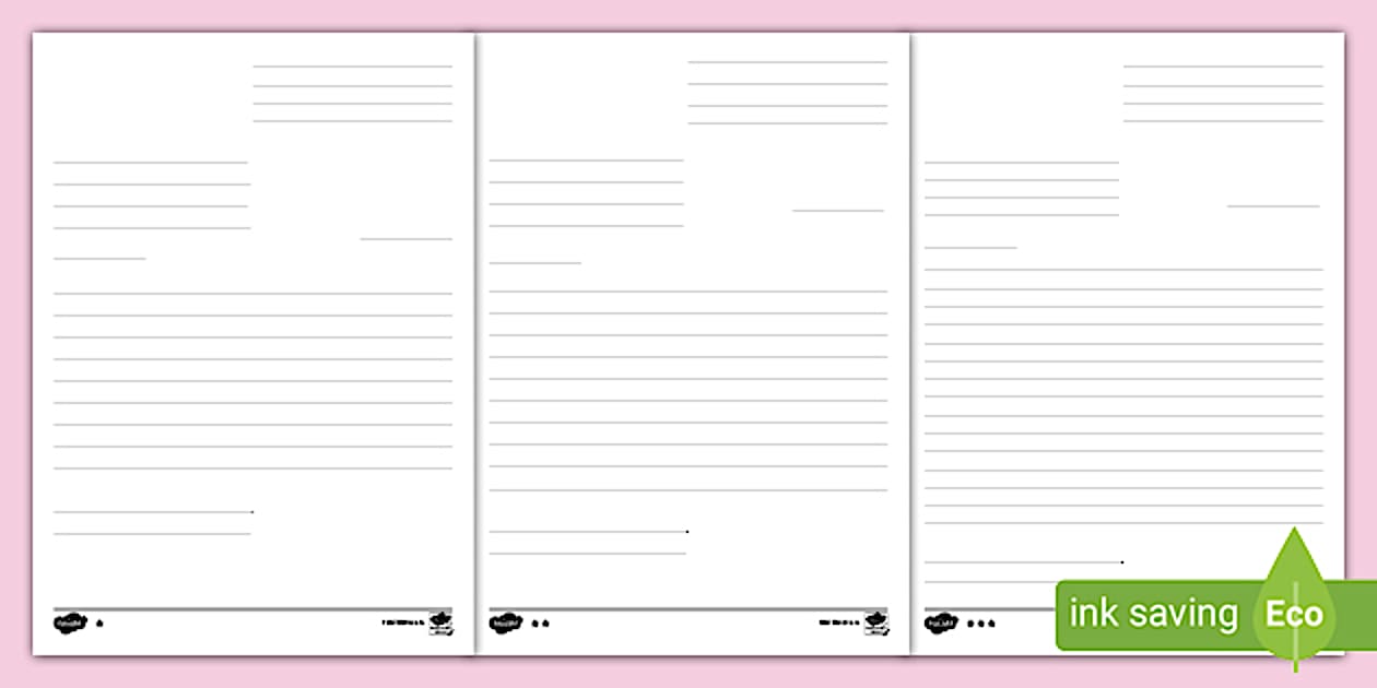 Editable Narrow Lined Formal Letter Template - Twinkl