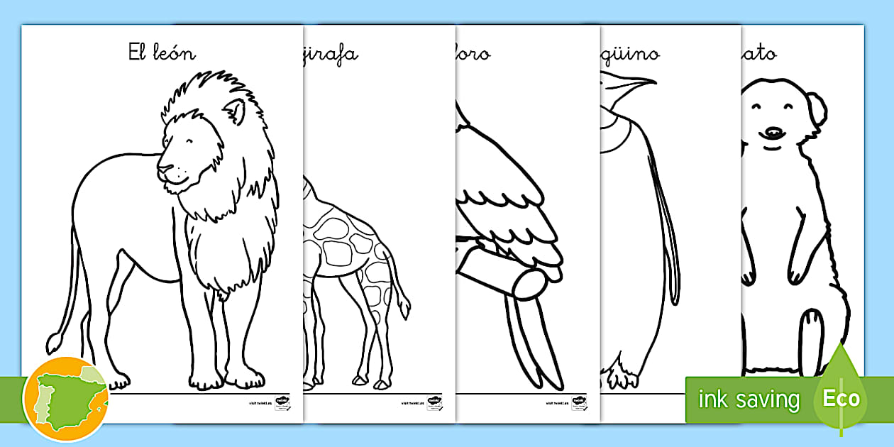 Hojas de colorear: El zoo - Animales (teacher made) - Twinkl