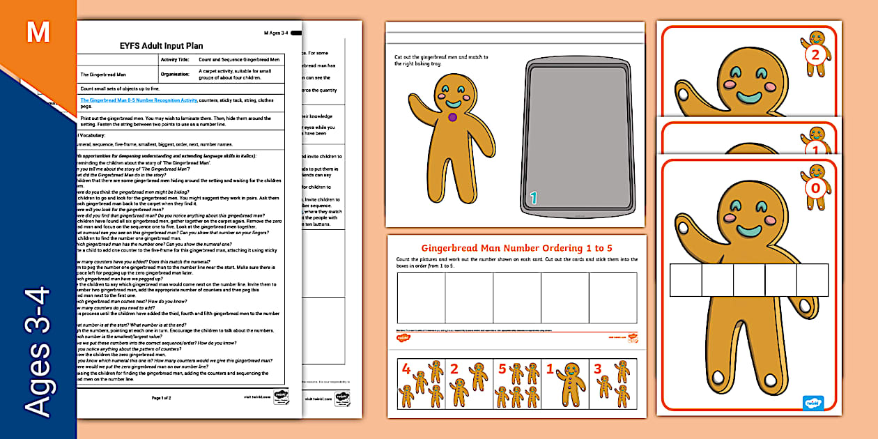 EYFS The Gingerbread Man Count and Sequence Planning Pack