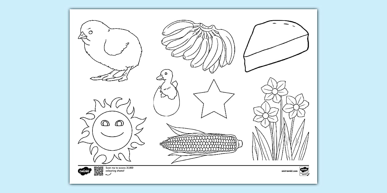 Things That Are Yellow Doodle Colouring Sheet (teacher made)