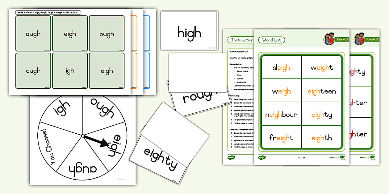 Grade 3 Phonics Game: -igh, -ough, -eigh & -augh