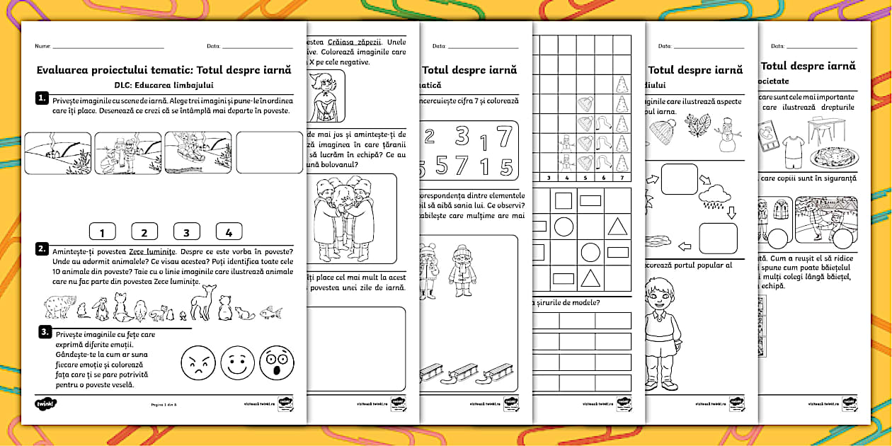 Evaluare proiect tematic: Totul despre iarnă – Grupa mare