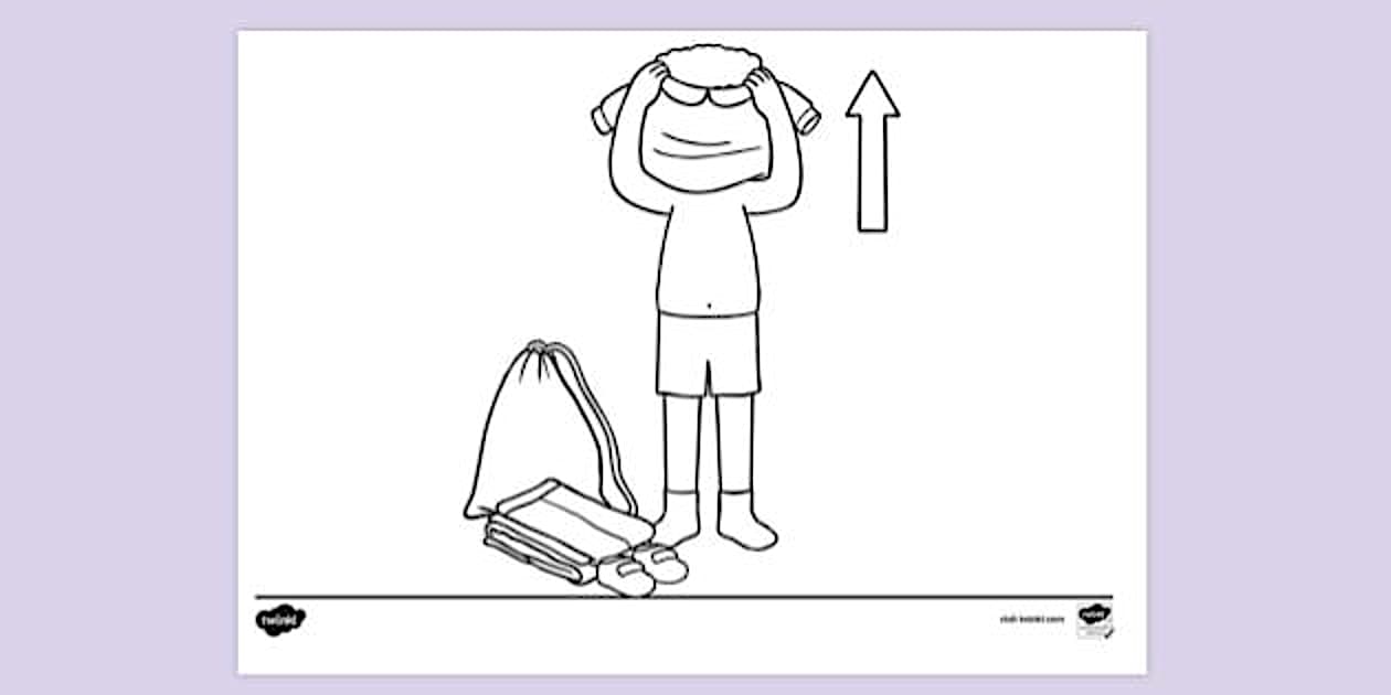 Boy Taking Off Shirt Colouring | Colouring Sheets - Twinkl