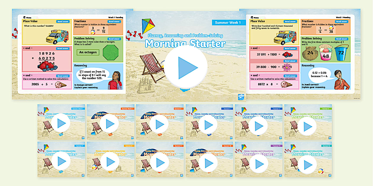 👉 Year 5 Maths Summer Morning Starter Bumper Pack - KS2 - Maths - Twinkl