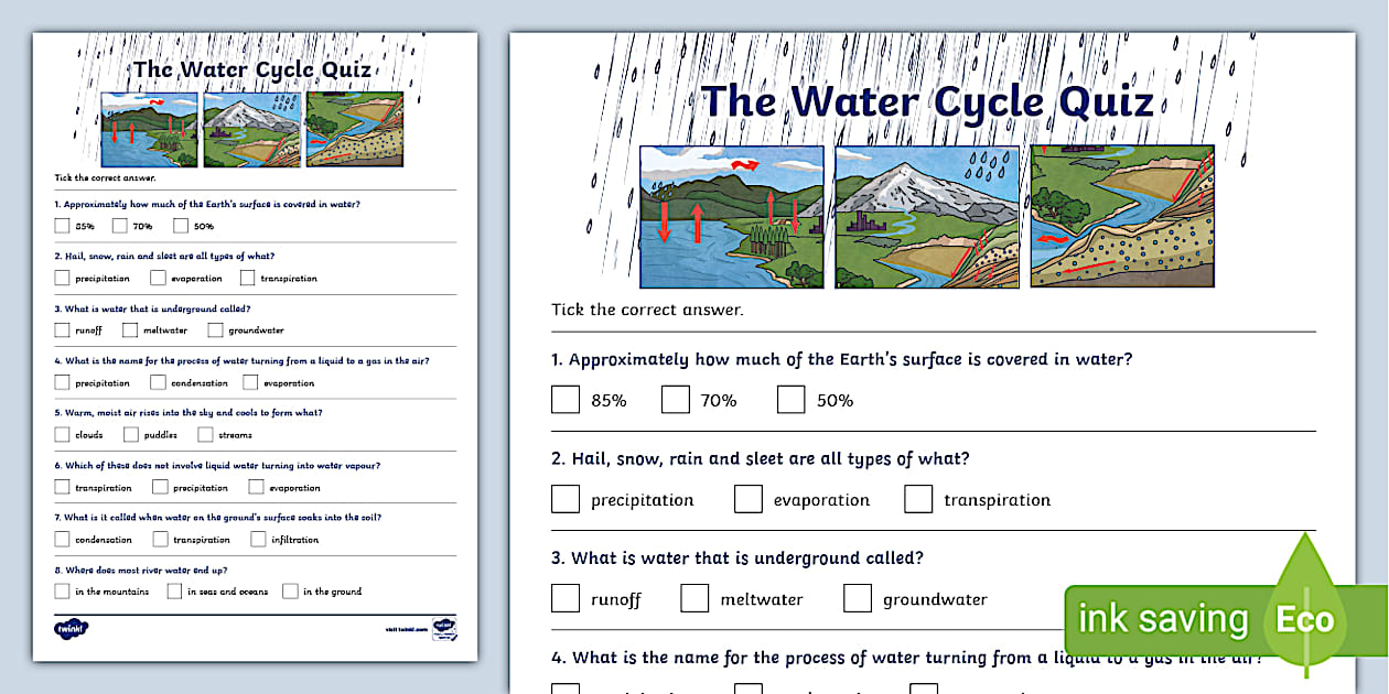 Water Cycle Paper Quiz (teacher made) - Twinkl