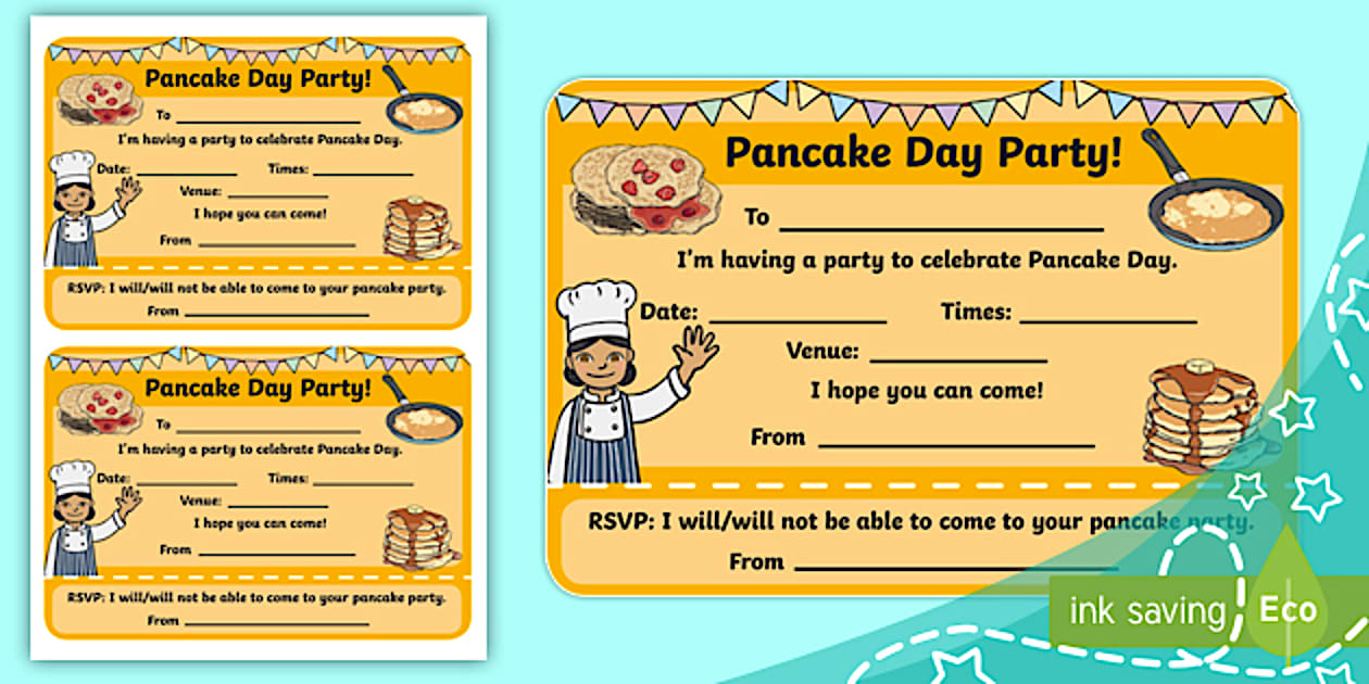 Pancake Day Party Invitations | Shrove Tuesday | Parents