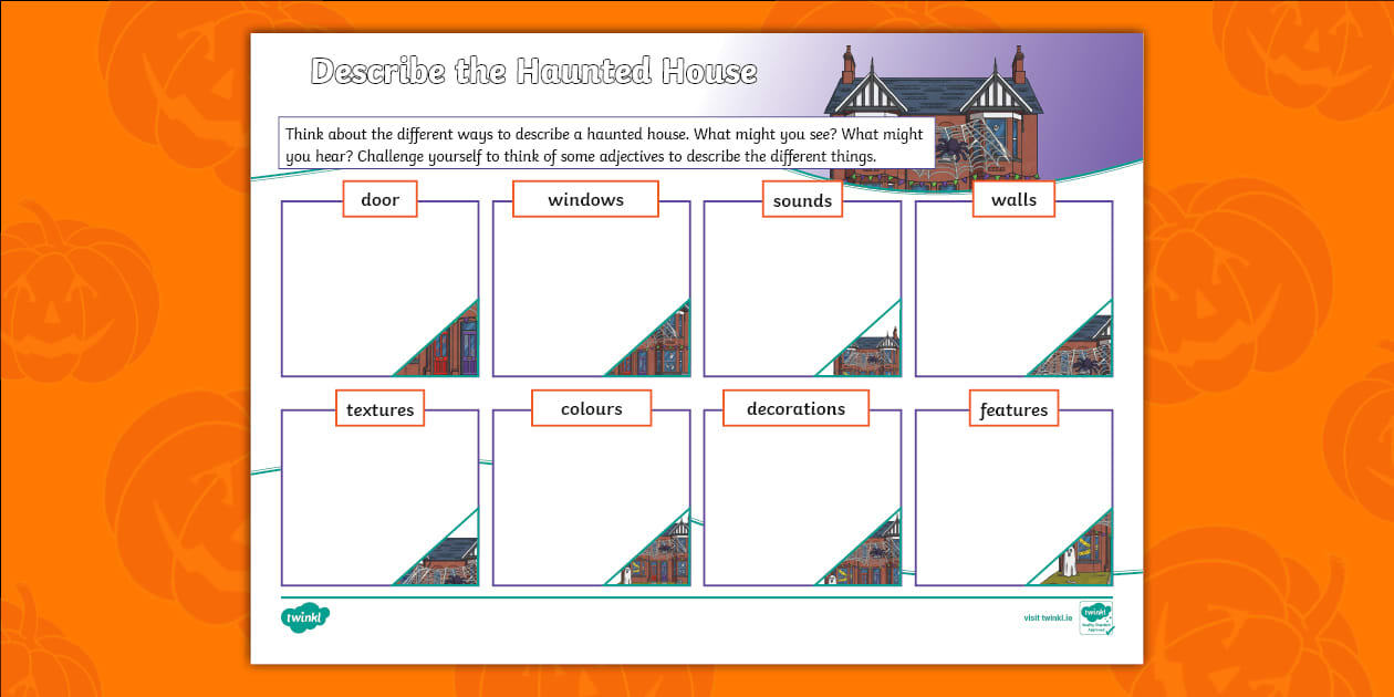 Haunted House Adjectives Worksheet (teacher made) - Twinkl
