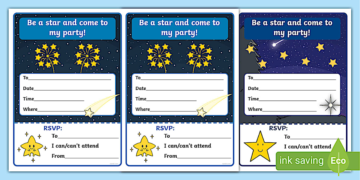 Download Twinkl's Free Star Themed Party Invitations Now!