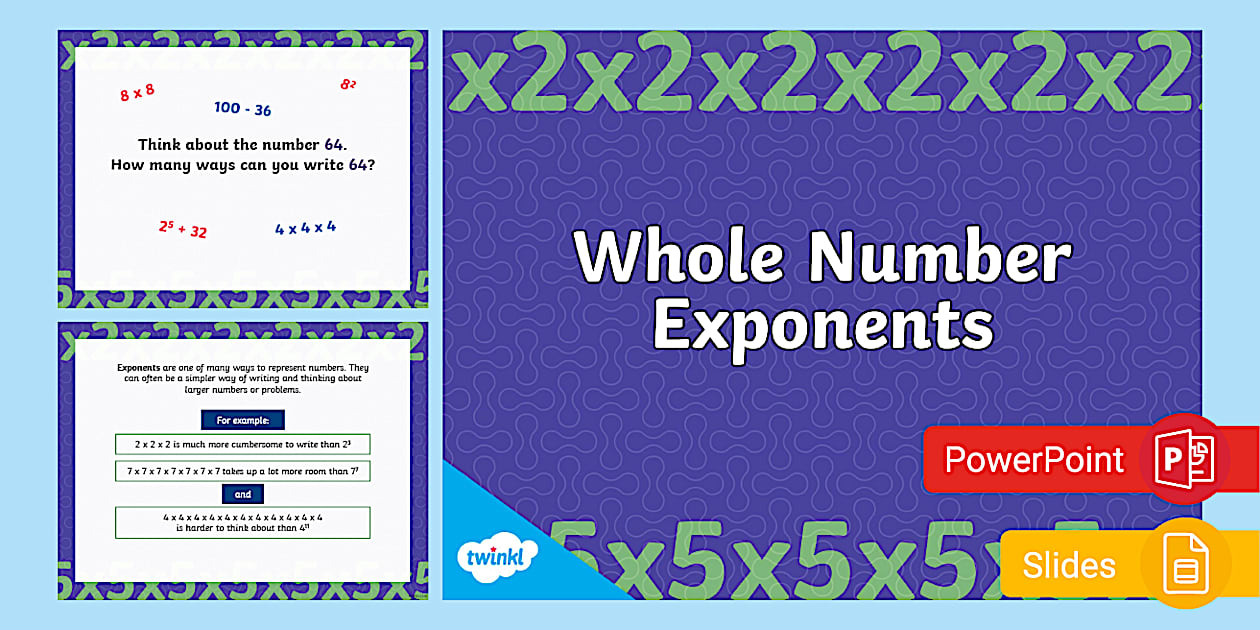 Sixth Grade Whole Number Exponents PowerPoint & Google Slides