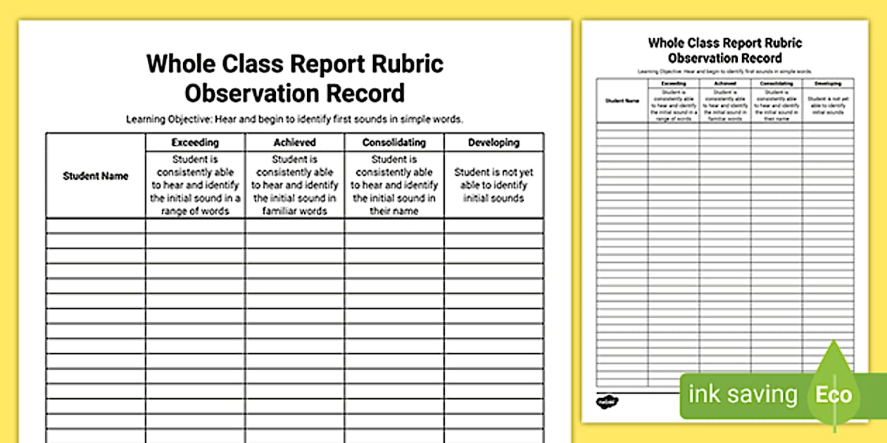 Initial Sounds EYLF Assess Rubric/Guide to Making Judgement