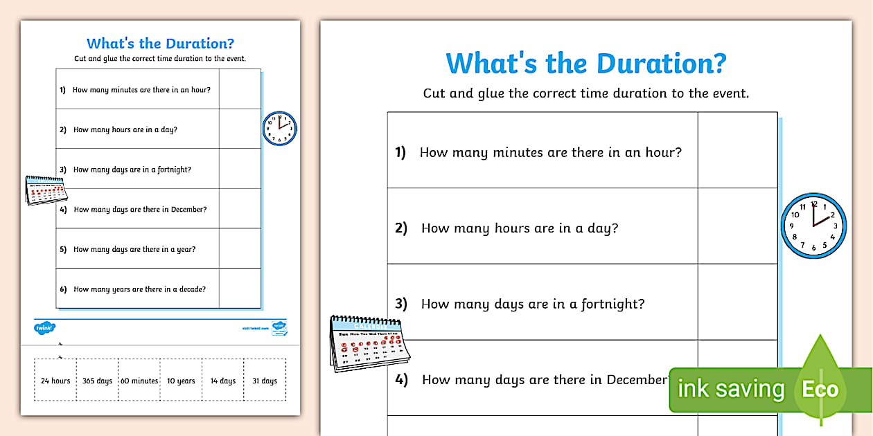 👉 What's the Duration? Worksheet 2 (Hecho por educadores) 👉 What's the Duration? Worksheet 2 (Hecho por educadores)