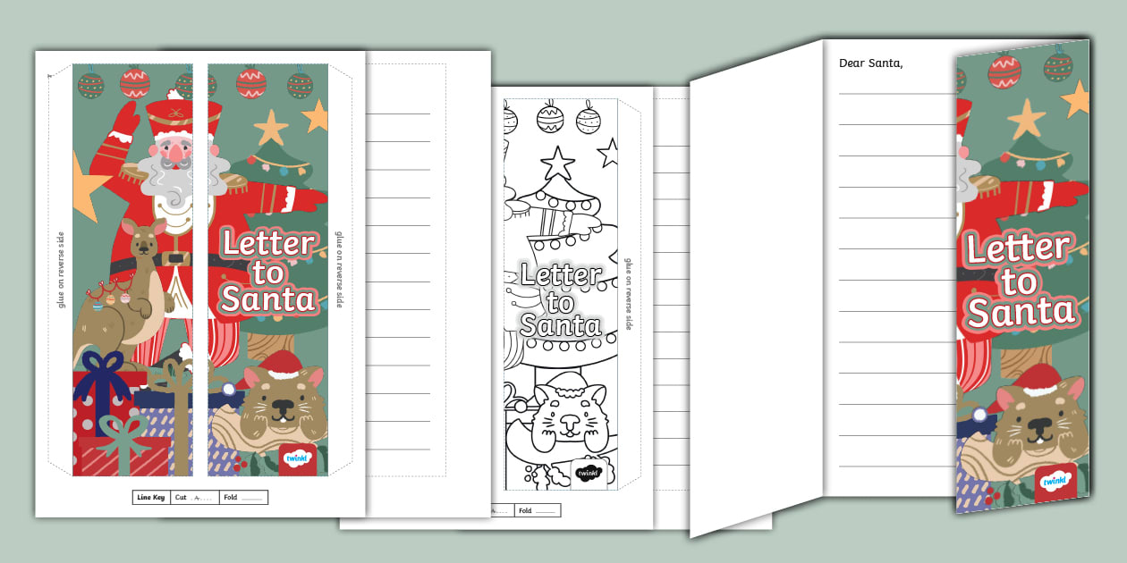 Australian Christmas Letter to Santa Folding Writing Template