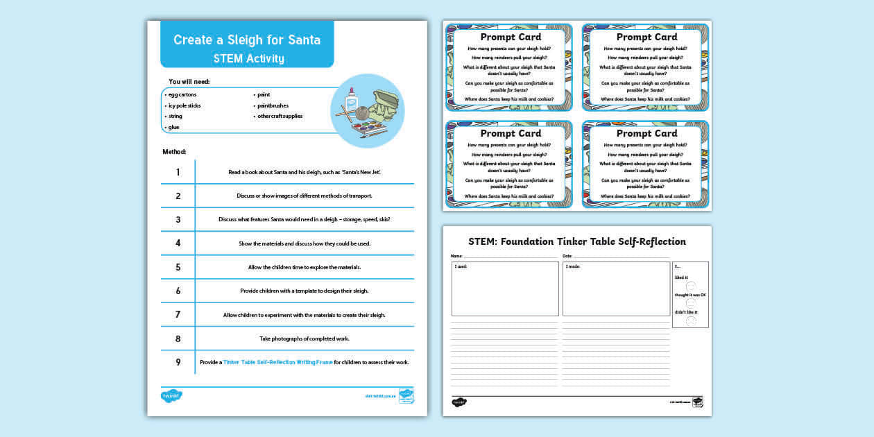 Tinker Table Design a Santa Sleigh STEM Activity - Twinkl