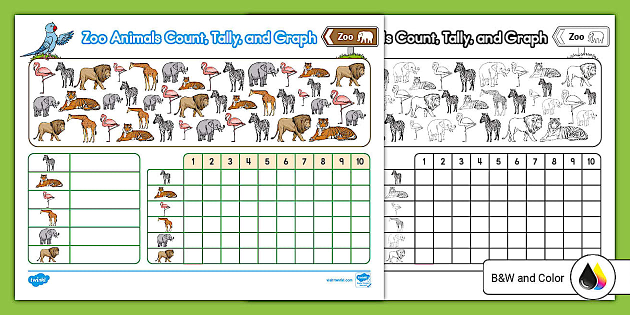 Zoo Animals Counting and Graphing Worksheet | Twinkl USA