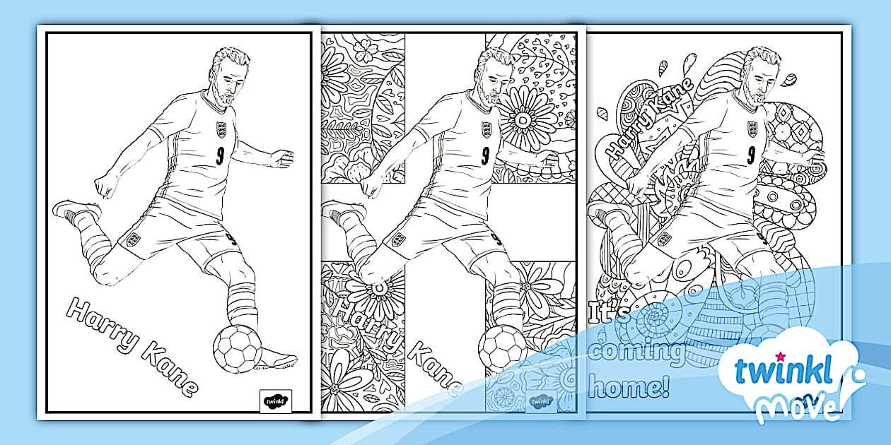Harry Kane Colouring Pages - Euro 2020 - Twinkl Move PE