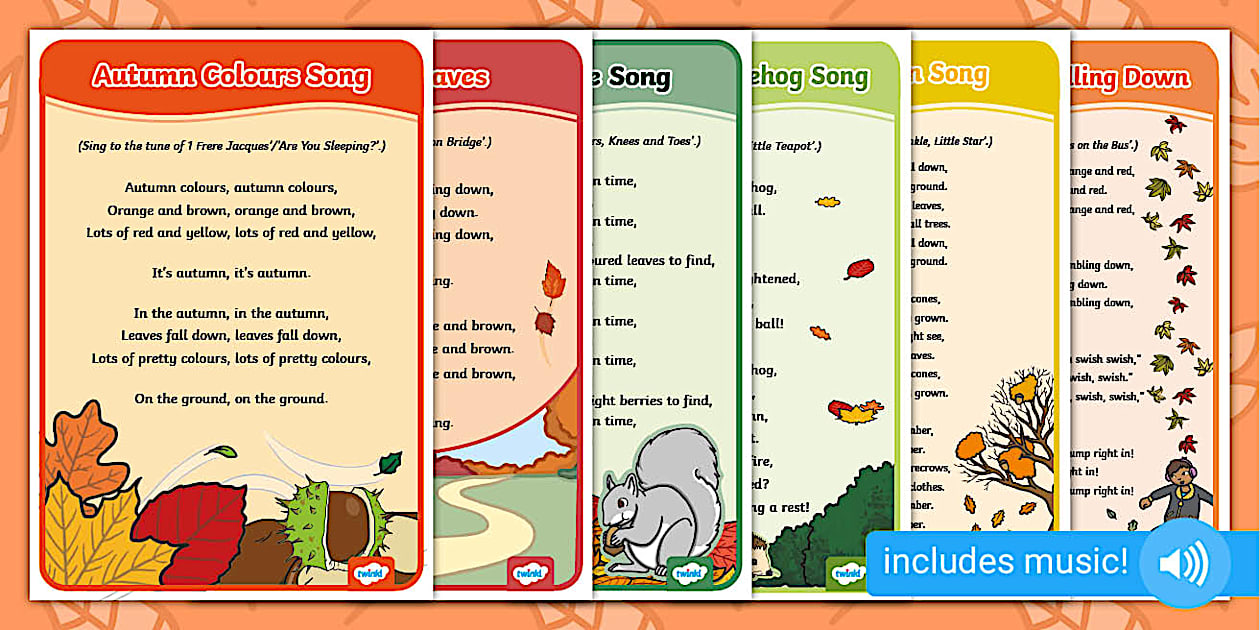 Autumn Songs & Poems for Early Years Children - Printable