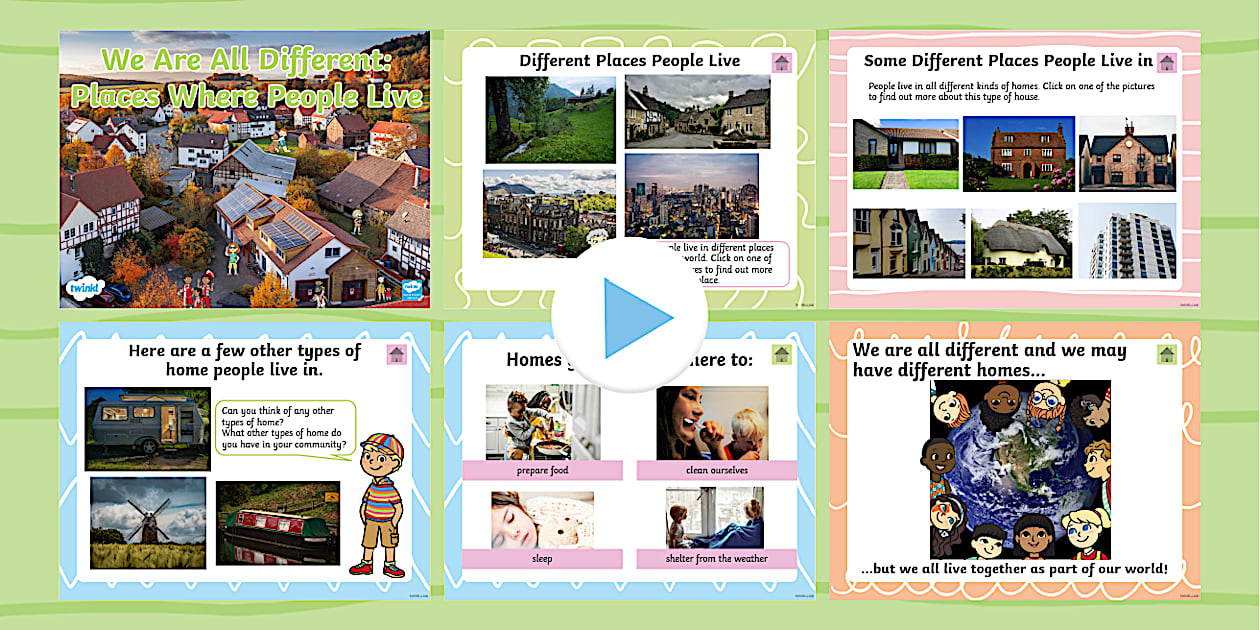 We Are All Different Places Where People Live PowerPoint