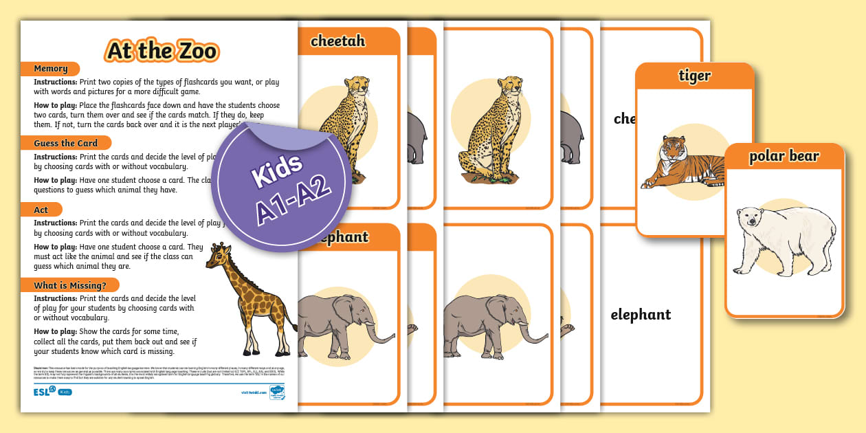 ESL At the Zoo Flashcards on Twinkl (teacher made) - Twinkl